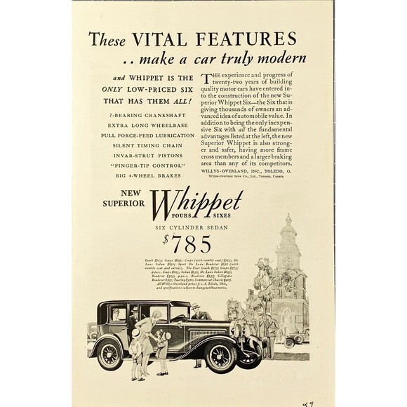 Whippet Sedan | Art | Whippet Six Cylinder Sedan These Vital Features ...